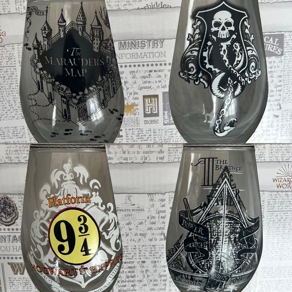 Dining | Harry Potter Collectible Wine Glass Set Of 4 | Poshmark